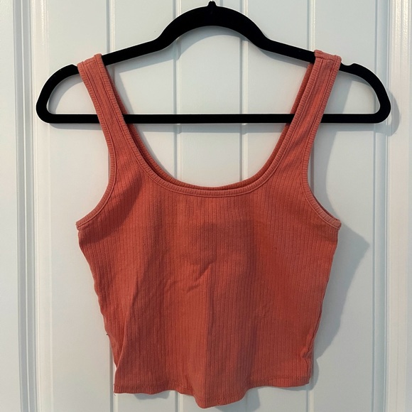 Tops | Salmon Pink Square Neck Tank Top | Poshmark